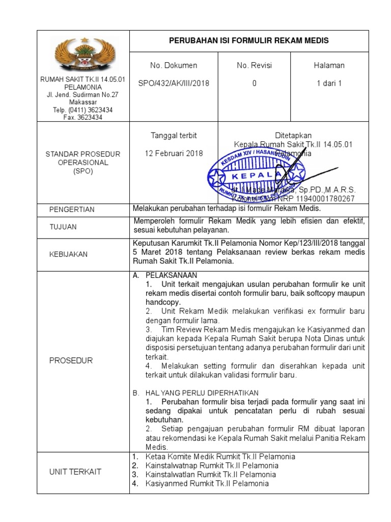 SOP Perubahan Form RM Terkini | PDF