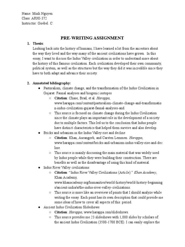 Pre-Writing Assignment: 1. Thesis | PDF | Civilization