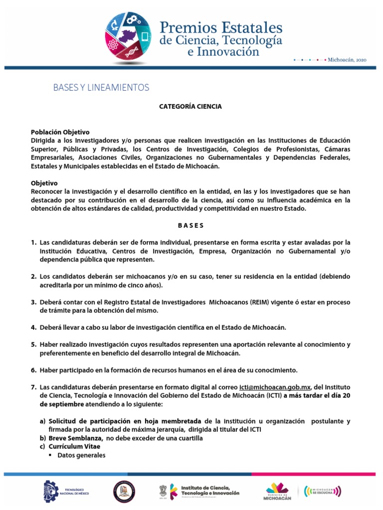 1a.lineamientos Ciencia 2020 | PDF | Estado (política) | Gestión de ...