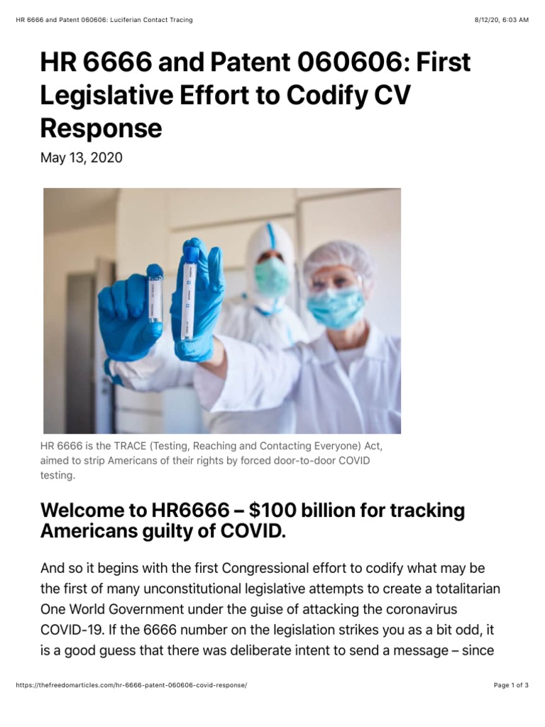 HR 6666 and Patent 060606: Luciferian Contact Tracing | PDF | Centers ...