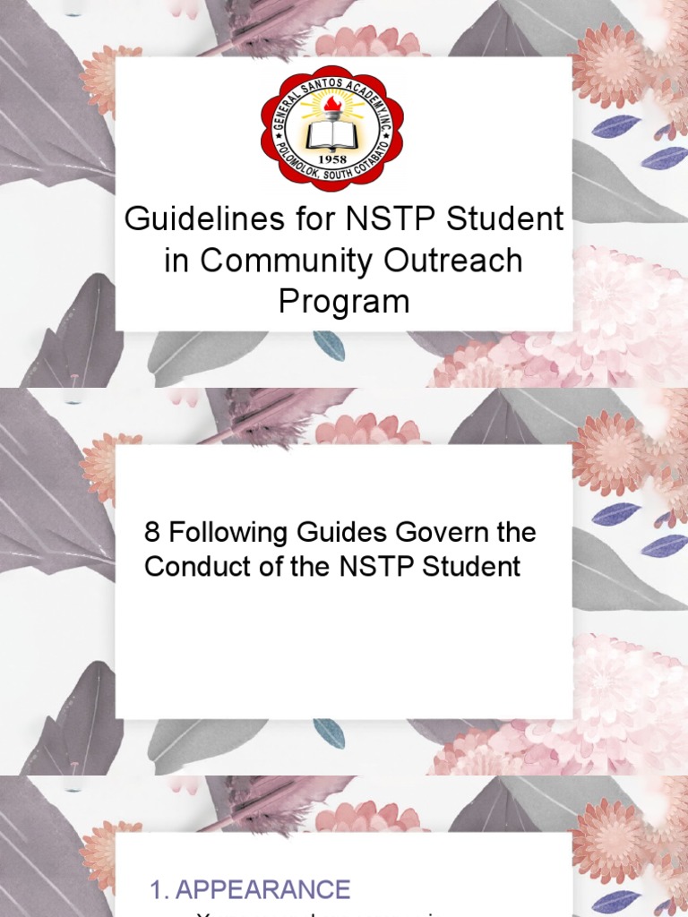 Guidelines For NSTP Student in Community Outreach Program | PDF