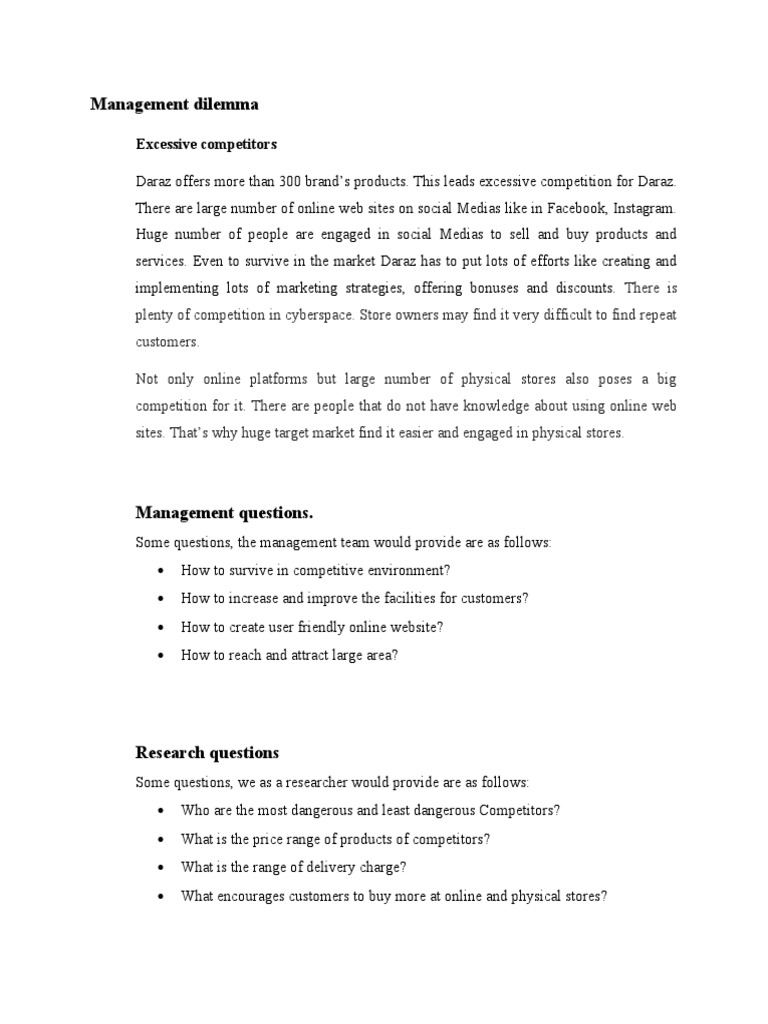 Management Dilemma: Excessive Competitors | PDF | Social Media ...