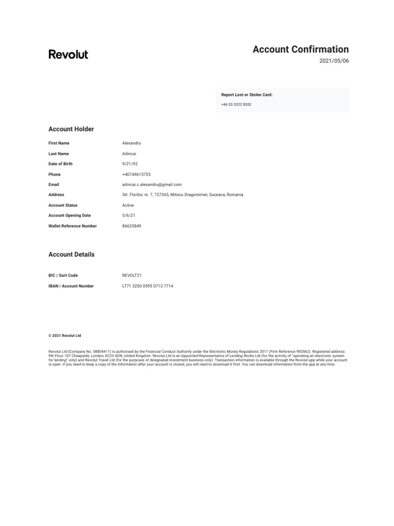 Account Confirmation | PDF