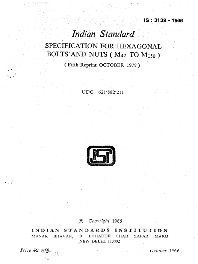 Is 3138-1966 | PDF