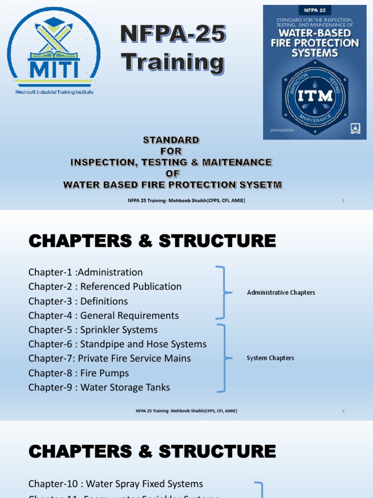 NFPA 25 Training-Mehboob Shaikh (CFPS, CFI, AMIE) | PDF | Fire ...