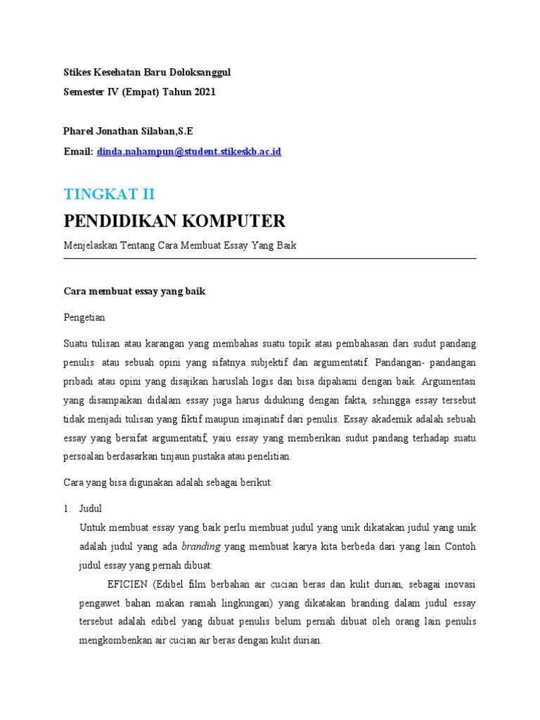 Cara Menulis Essay yang Efektif | PDF