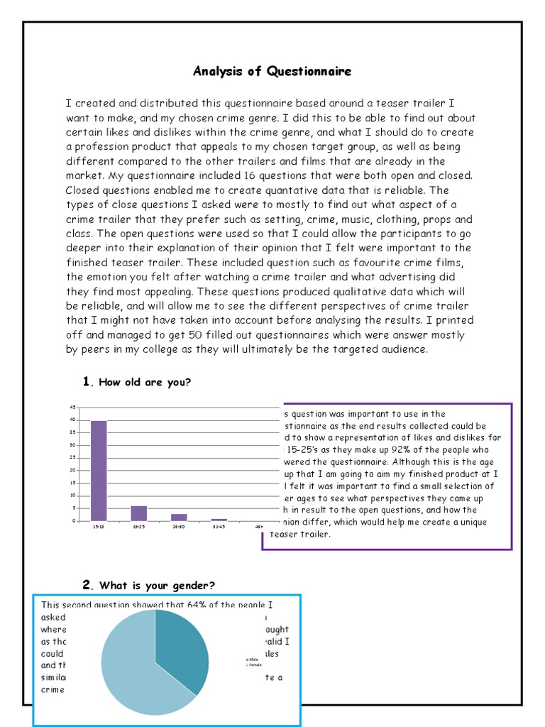 Analysis of Questionnaire: How Old Are You? | PDF | Target Audience ...