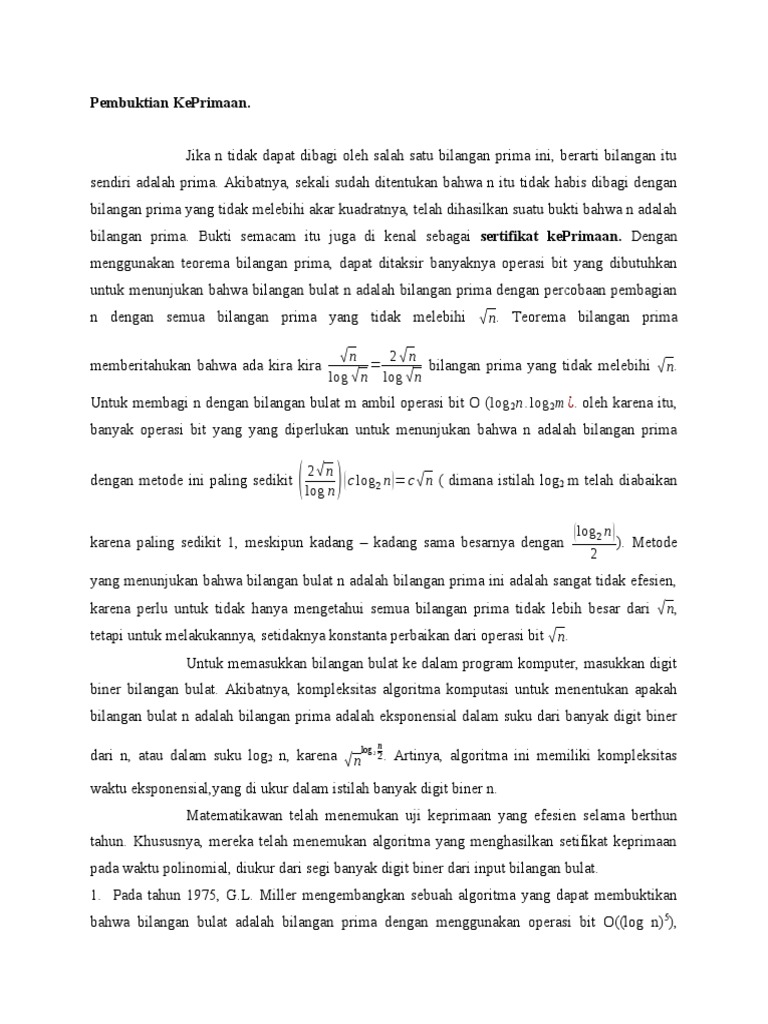 Pembuktian dan Konjektur Bilangan Prima | PDF | Metode & Bahan Ajar