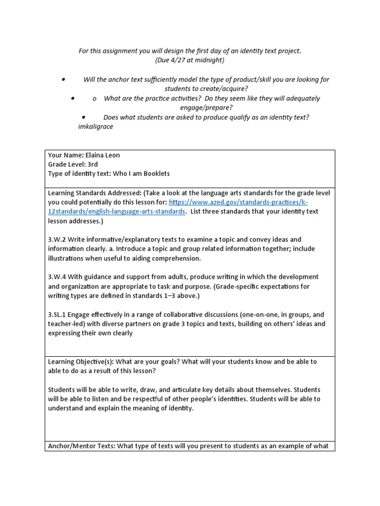 Tls 322 Identity Text Project | PDF | Mentorship | Pedagogy