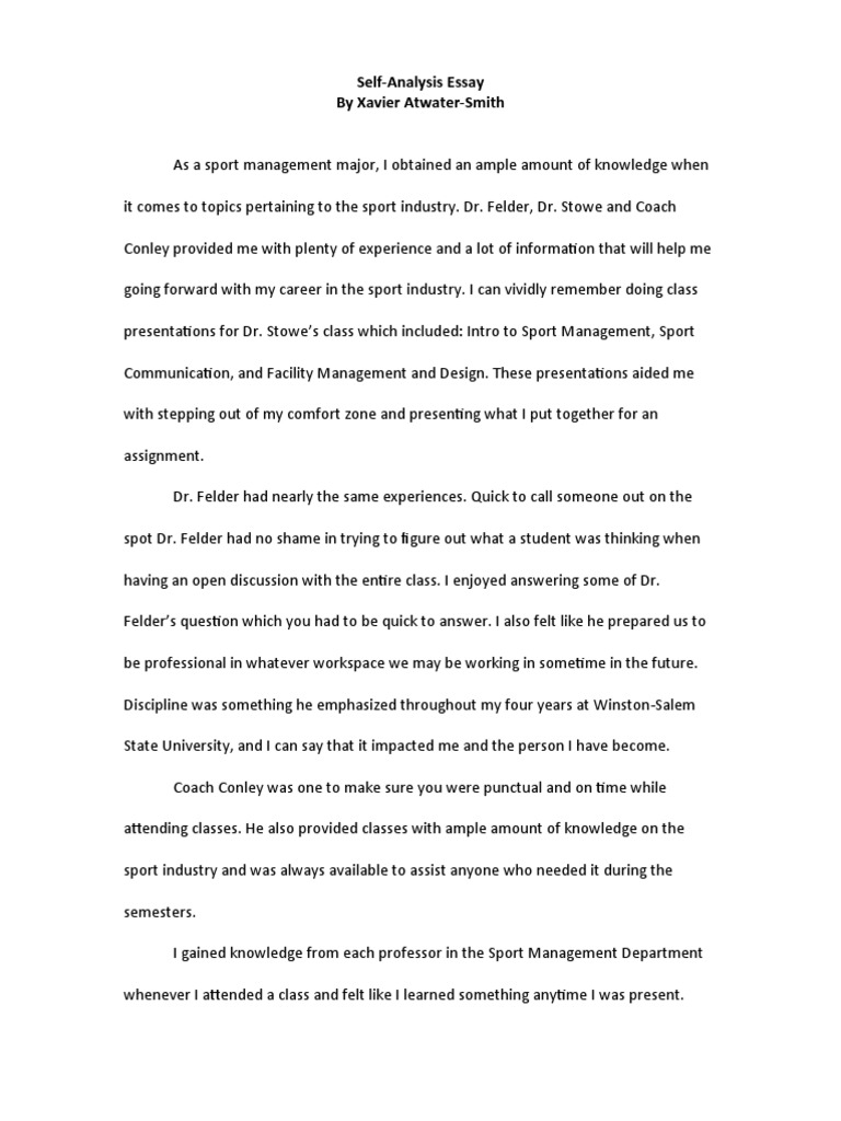 Self Analysis Essay | PDF | Experience | Communication