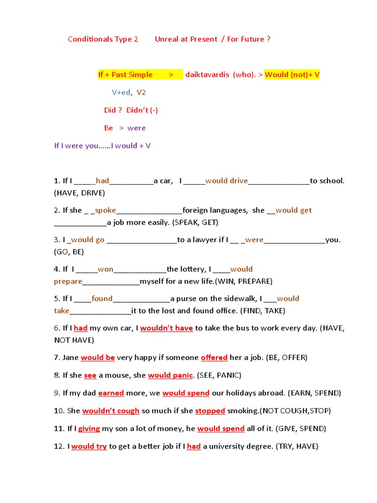 Conditionals Type 2 Unreal at Present | PDF