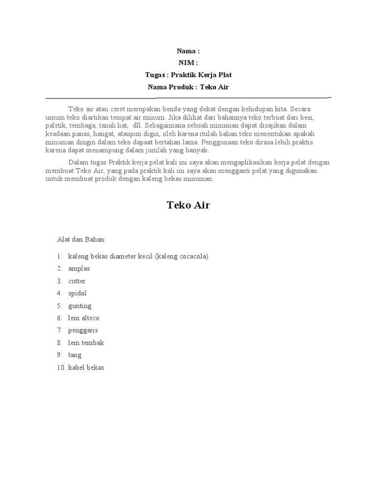 Laporan Membuat Teko Air | PDF | Griya & Taman | Sains & Matematika