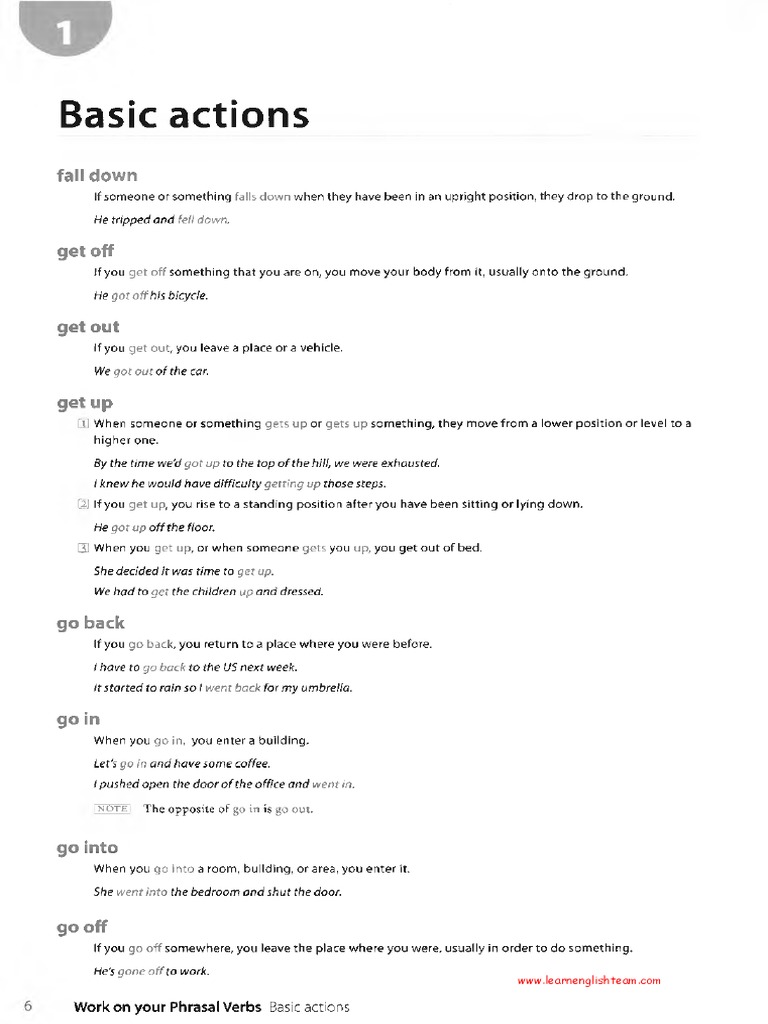 Phrasal Verbs List Basic Actions | PDF