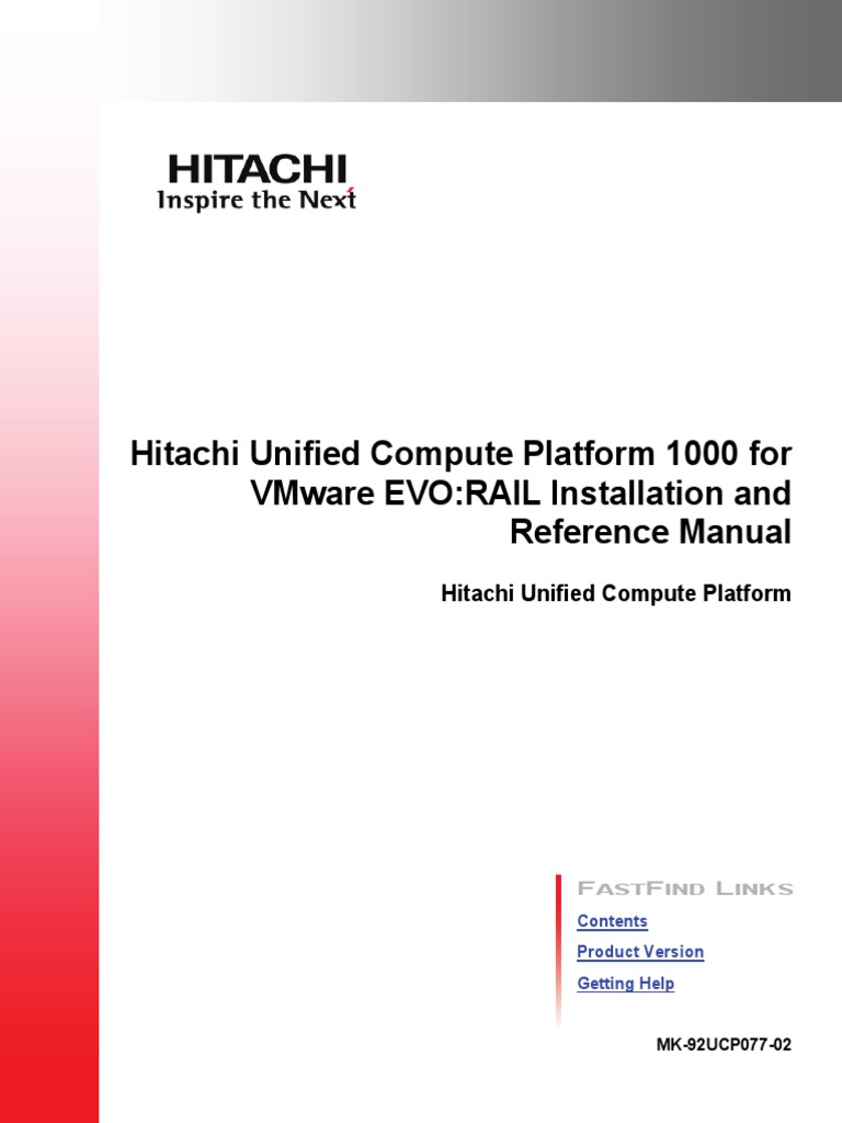 Hitachi Unified Compute Platform 1000 For Vmware Evo:Rail Installation and Reference Manual ...