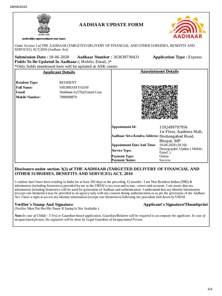 Aadhaar Update Form: Only Fields Mentioned Here Will Be Updated at ASK ...