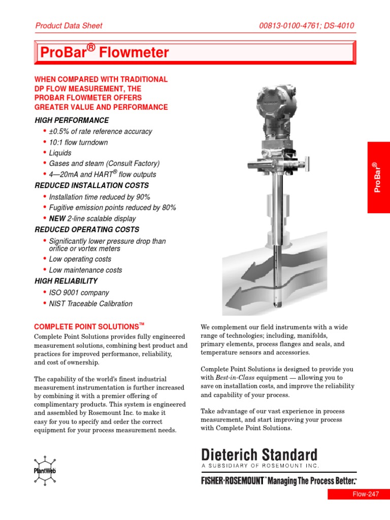 Probar Flowmeter: Product Data Sheet 00813-0100-4761 Ds-4010 | PDF ...