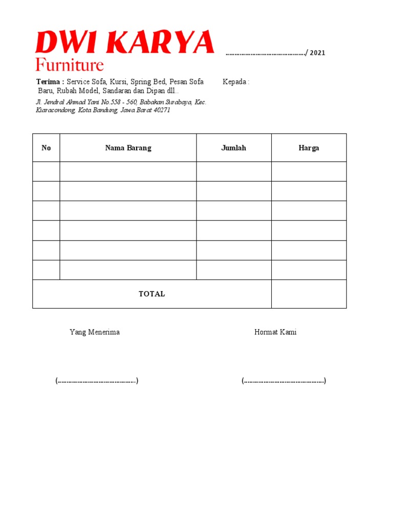 Kwitansi Beli Furniture | PDF