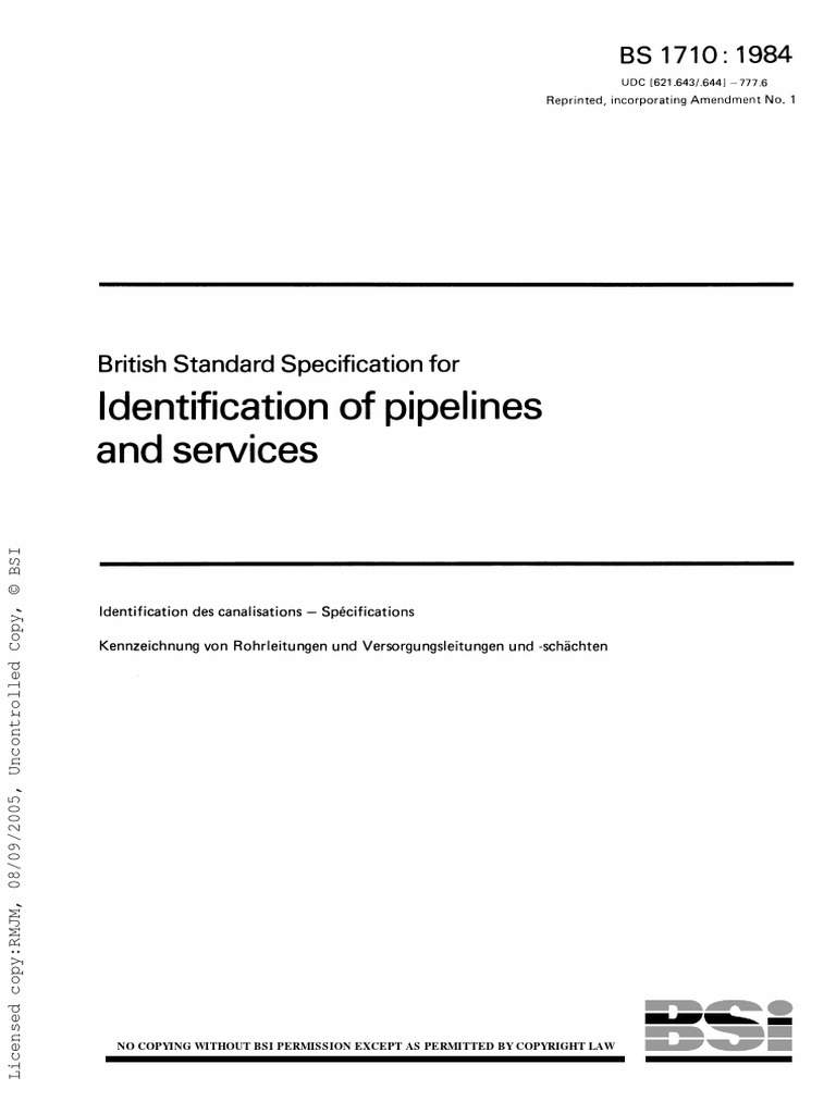 BS 1710-1984 Indentification of Pipeines and Services | PDF