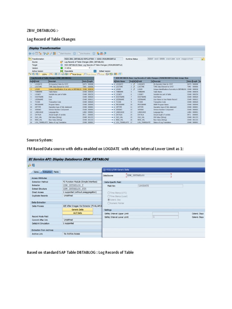 ZBW - Dbtablog:-Log Record of Table Changes | PDF