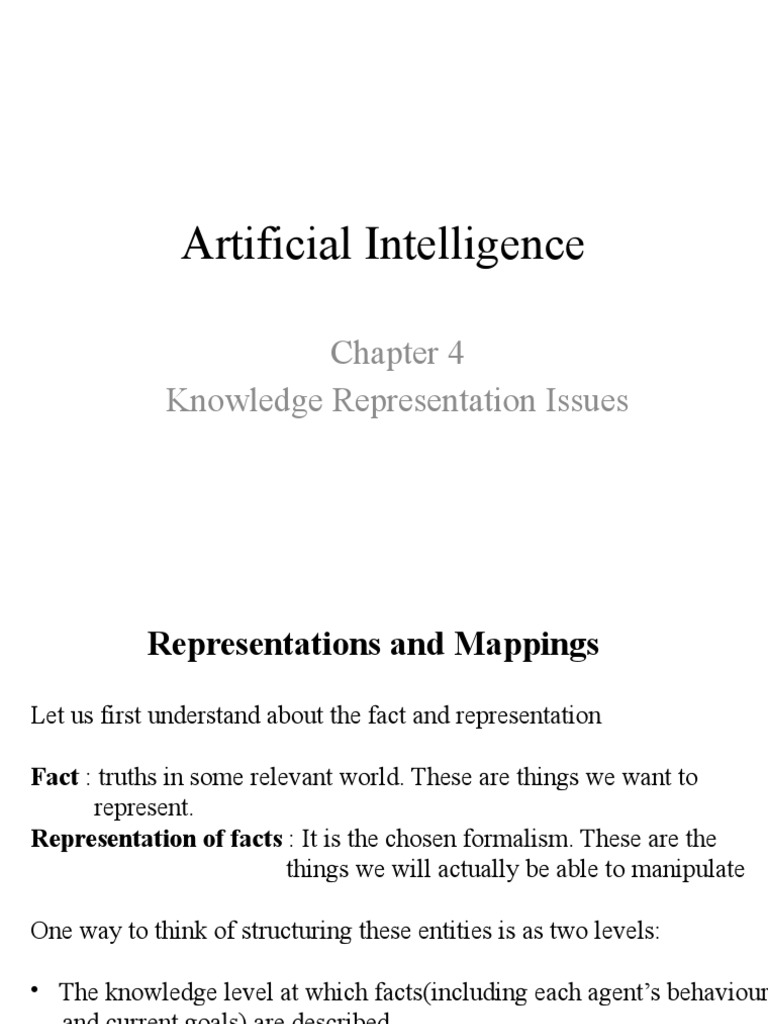 Artificial Intelligence: Knowledge Representation Issues | PDF | Knowledge Representation And ...