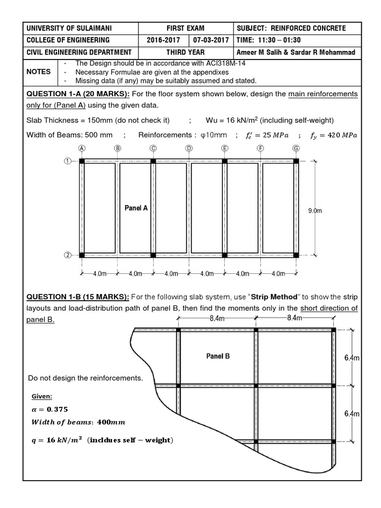 Reinforced Concrete Exam Questions | PDF | Beam (Structure ...