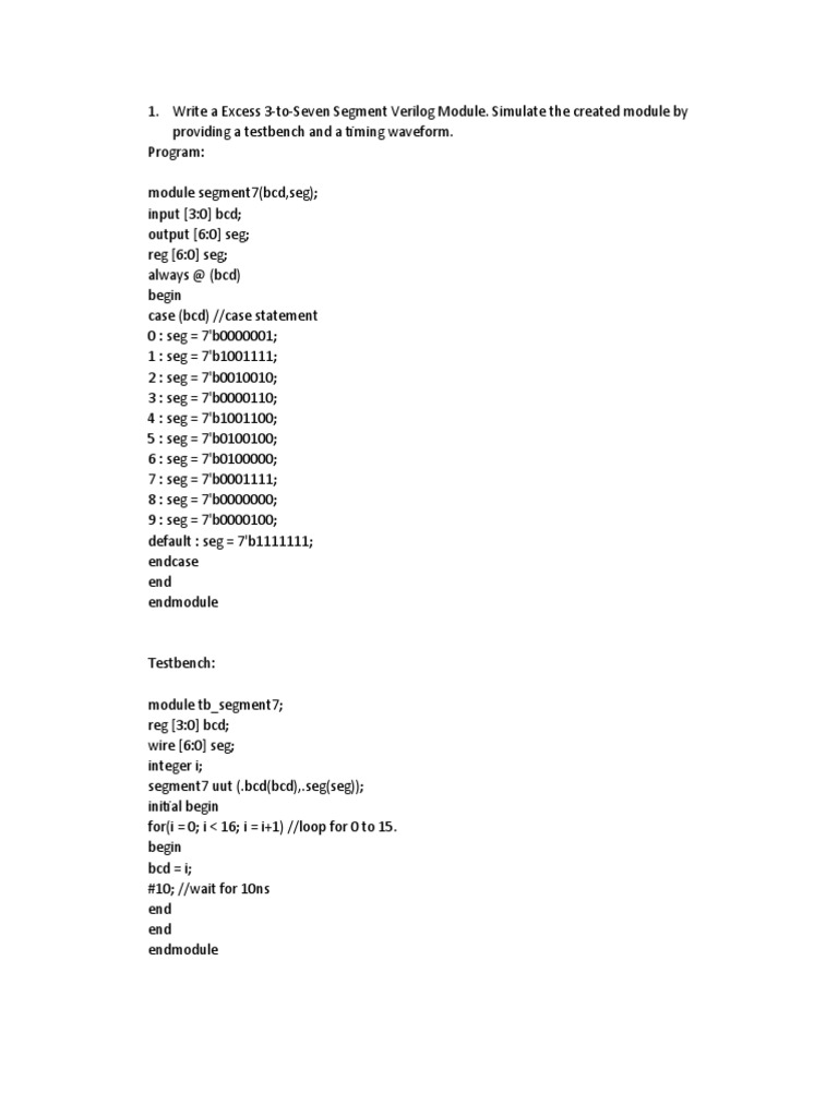 Verilog 7-Segment and FSM Module Guide | PDF | Software Engineering ...