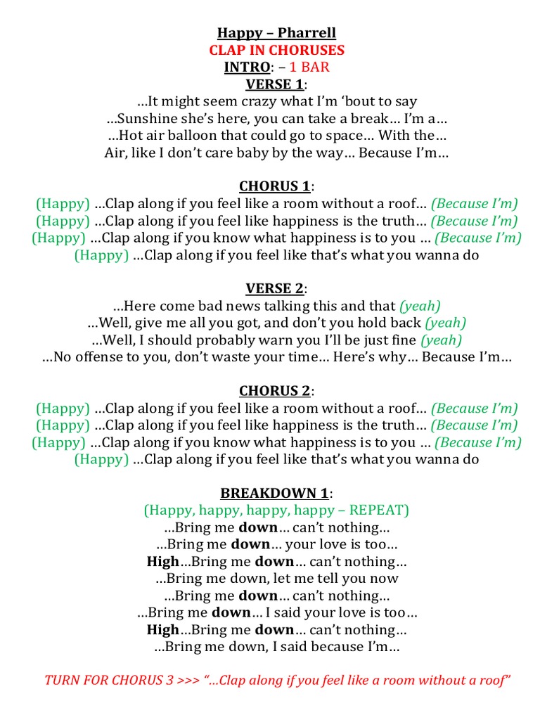 Happy Song Pharrell Lyrics