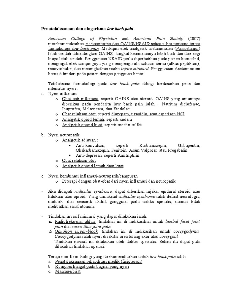 Penatalaksanaan Low Back Pain | PDF