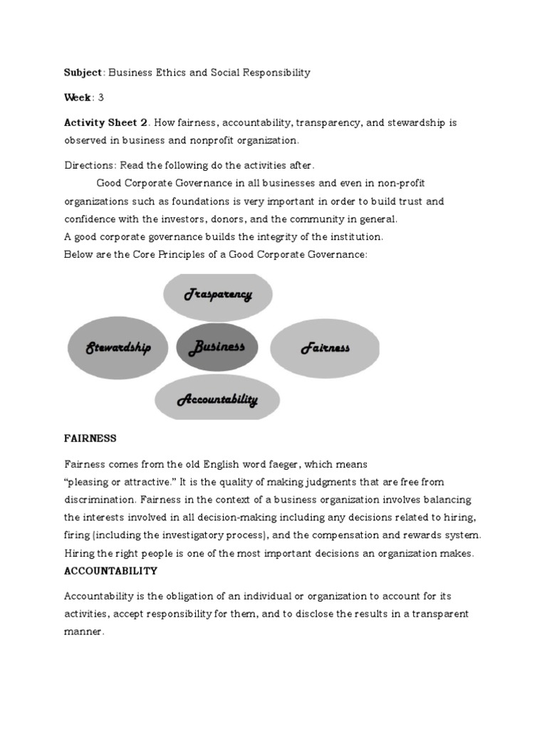 Bus Ethics AS 2 Fairness, Accountability, Transparency, and Stewardship ...