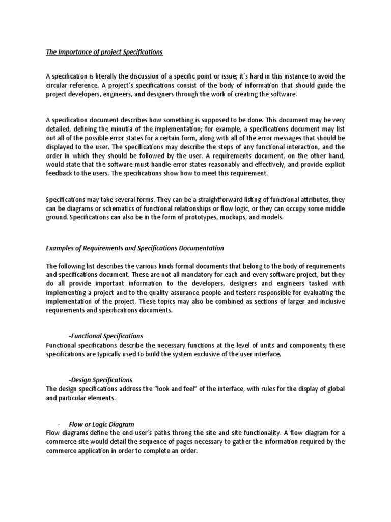 The Importance of Project Specifications | PDF | Specification ...