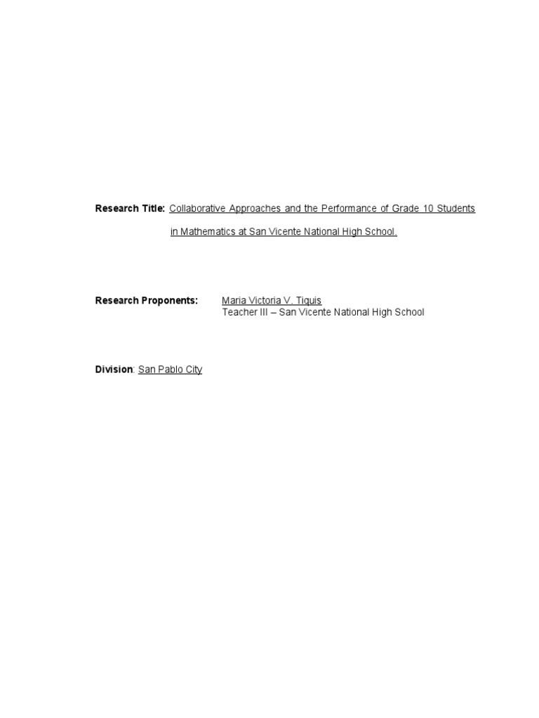 Action Research Paper On Collaborative Approaches | PDF | Learning ...