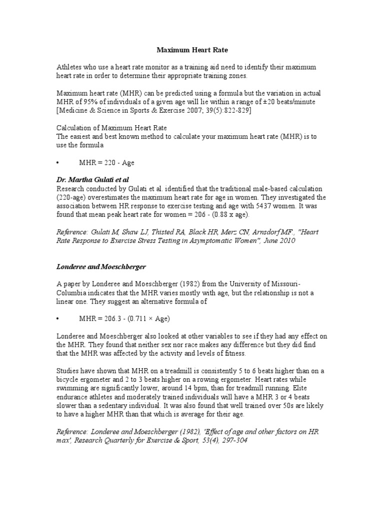 Estimating The Maximum Heart Rate | PDF | Heart Rate