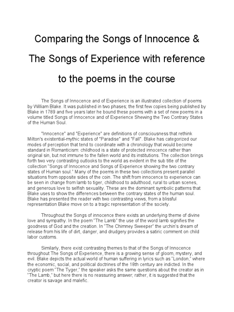 Comparative Analysis | PDF | William Blake | Poetry
