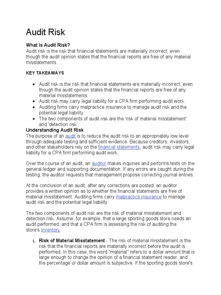 What Is Audit Risk? | PDF | Audit | Auditor's Report