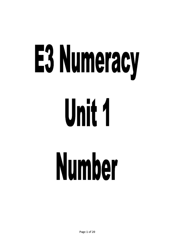 E3 Numeracy Unit 1 Number | PDF
