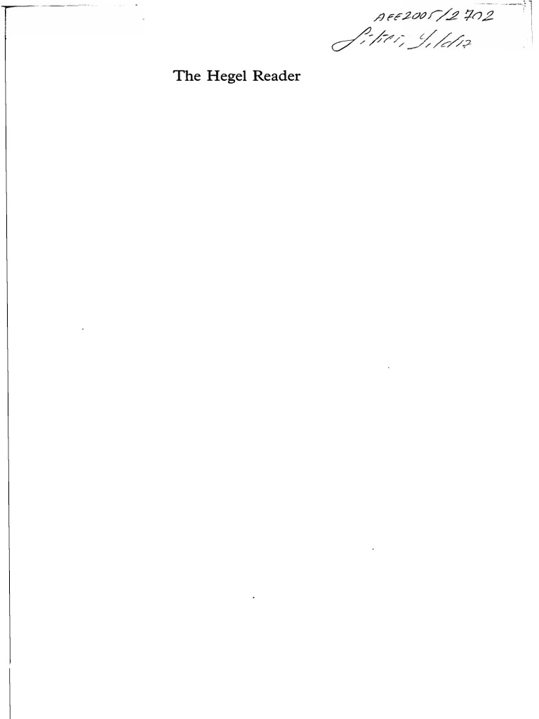 (Blackwell Readers) Stephen Houlgate - The Hegel Reader | PDF | Georg Wilhelm Friedrich Hegel ...