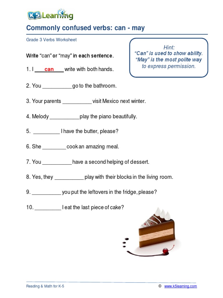 Commonly Confused Verbs: Can - May | PDF