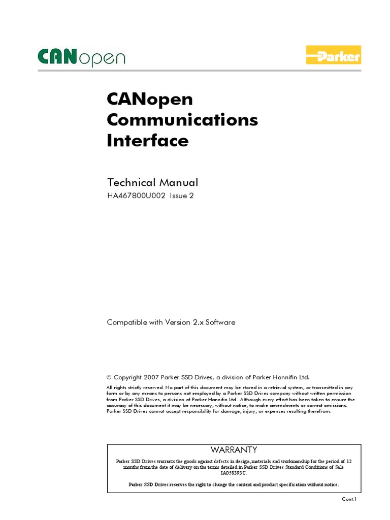 Canopen Communications Interface: Technical Manual | PDF | Manufactured Goods | Computer Engineering