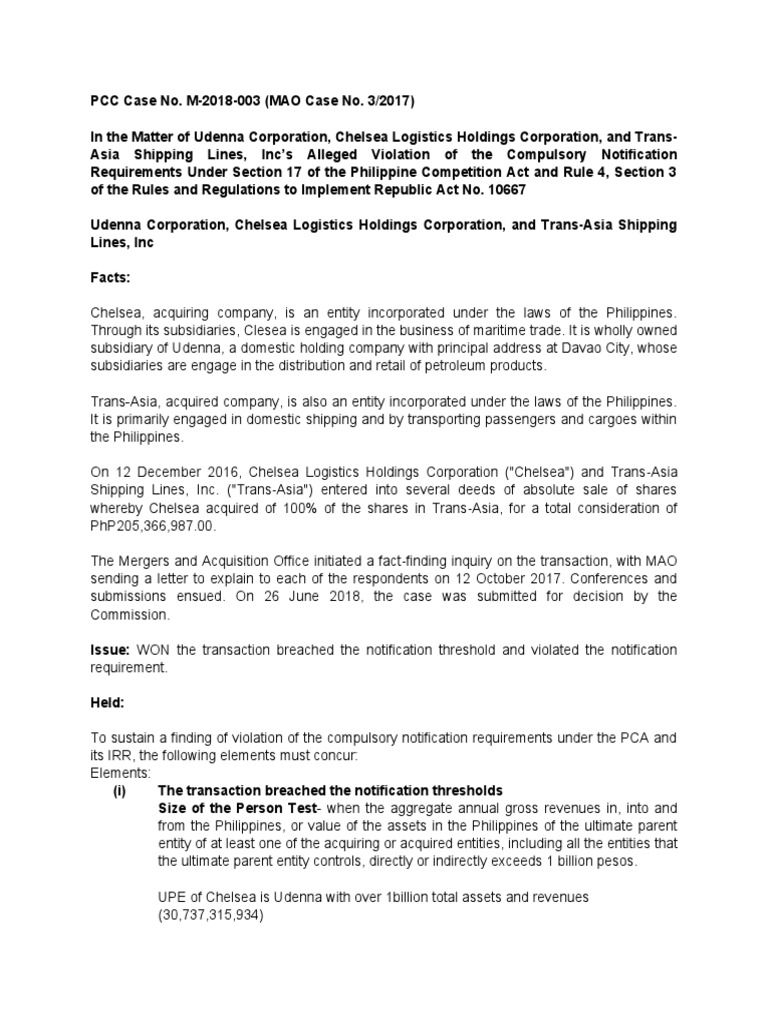 PCC Case No. M-2018-003 (MAO Case No. 3-2017) | PDF | Subsidiary ...