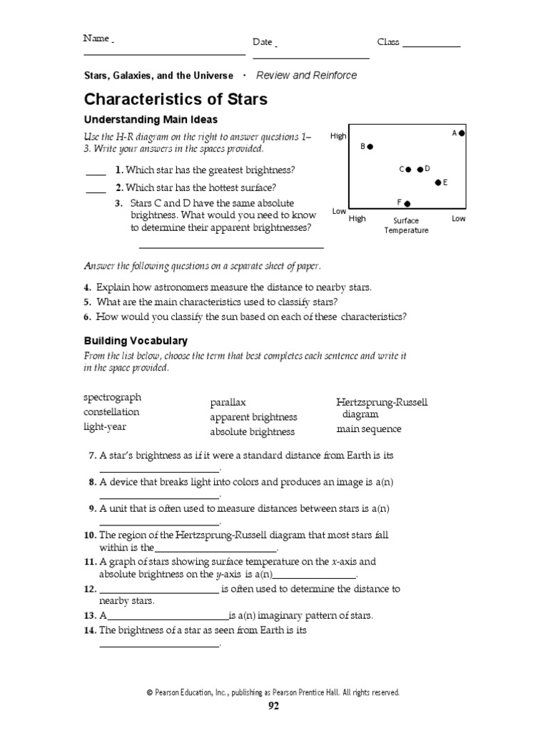 Characteristics of Stars: Understanding Main Ideas | PDF | Stars ...