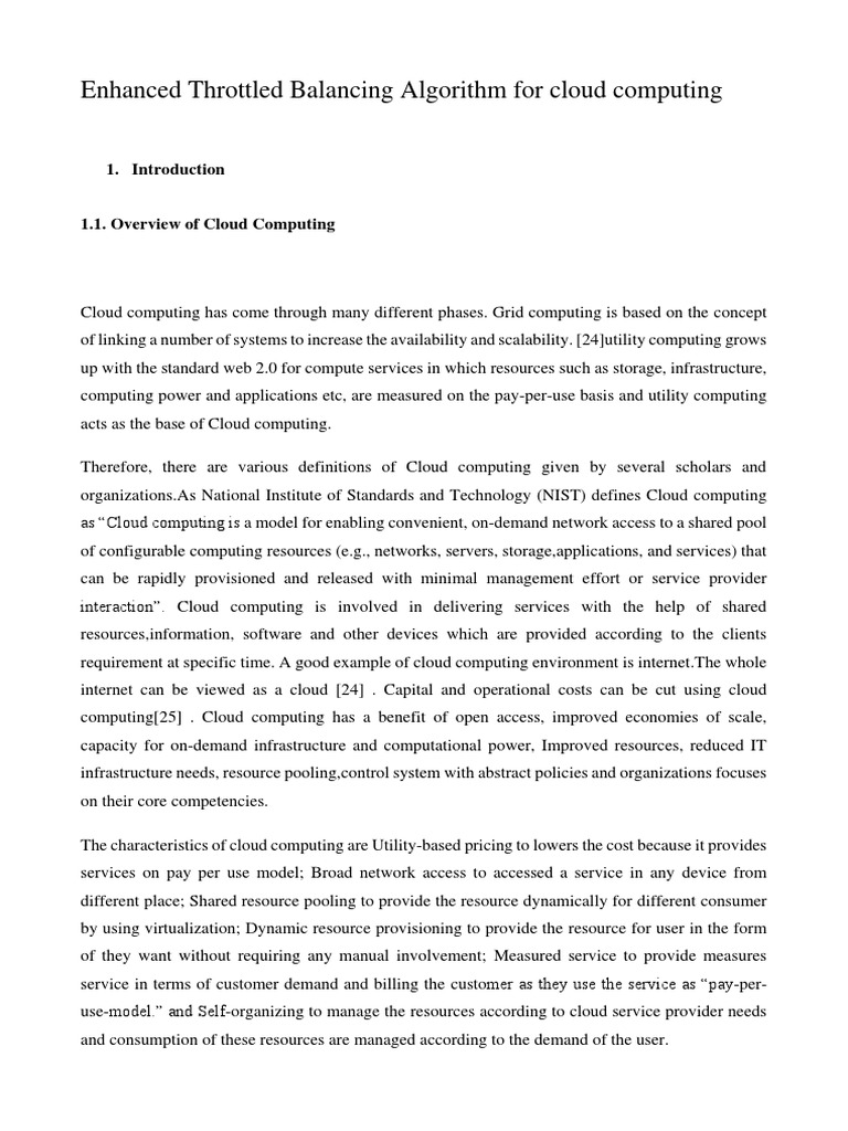 Enhanced Throttled Balancing Algorithm For Cloud Computing Pdf Load