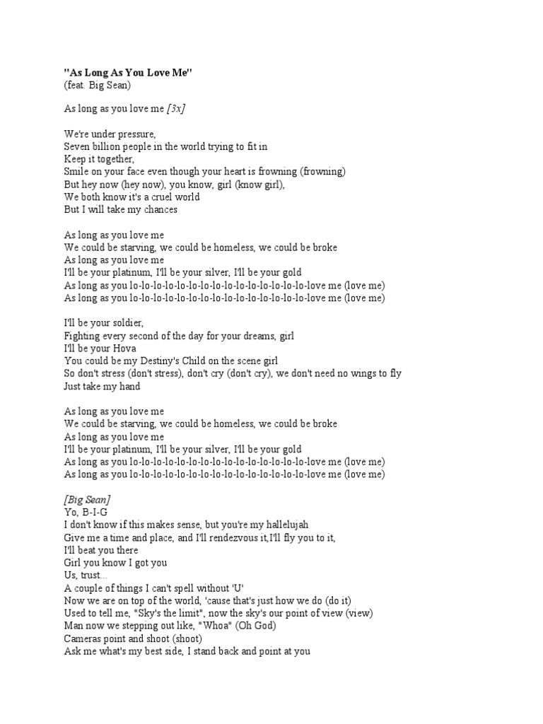 As Long As You Love Me | PDF | Language Arts & Discipline | Art