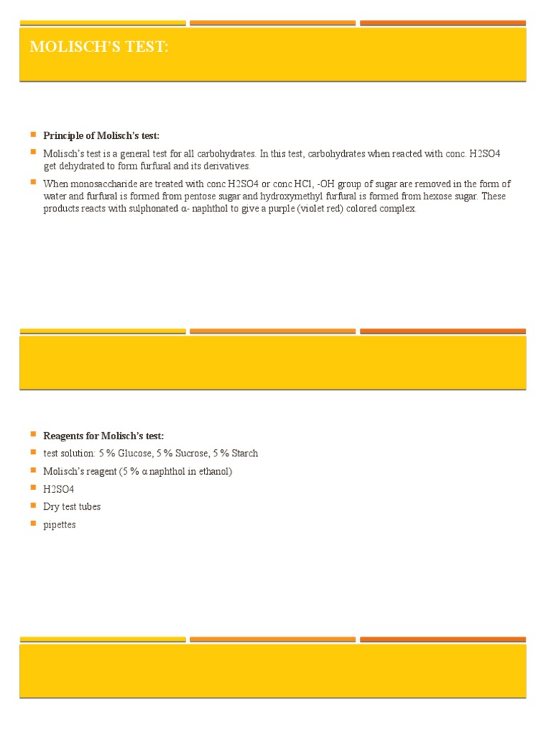 Principle of Molisch's Test | PDF | Carbohydrates | Atoms