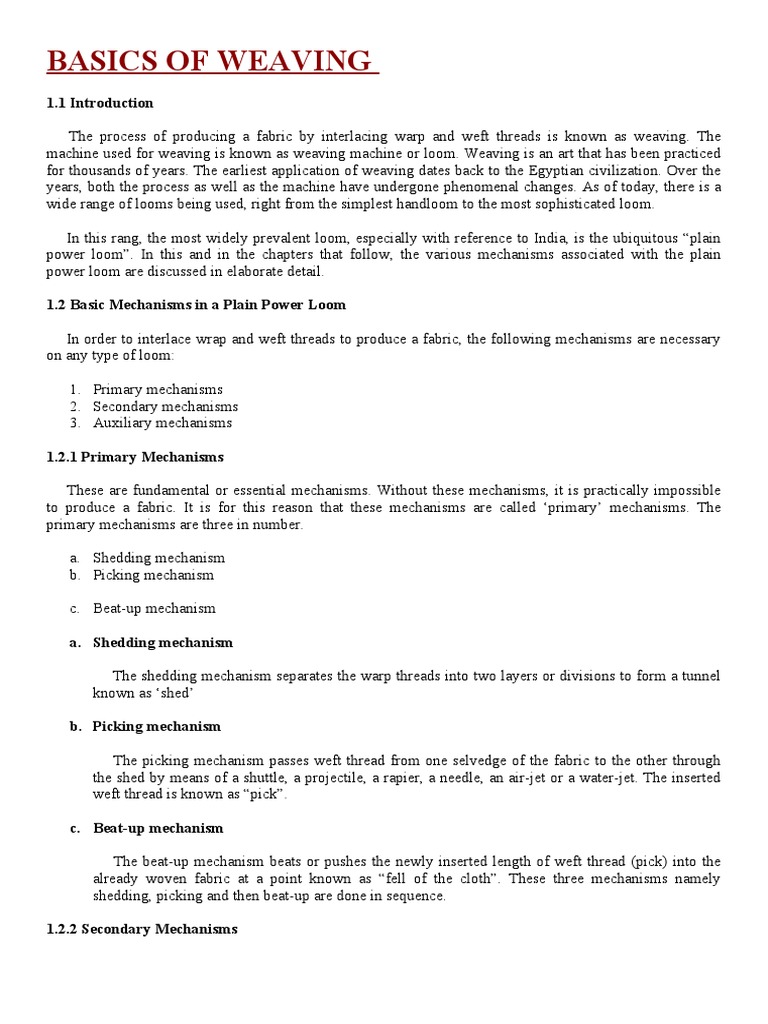 Basic of Loom | PDF | Loom | Weaving