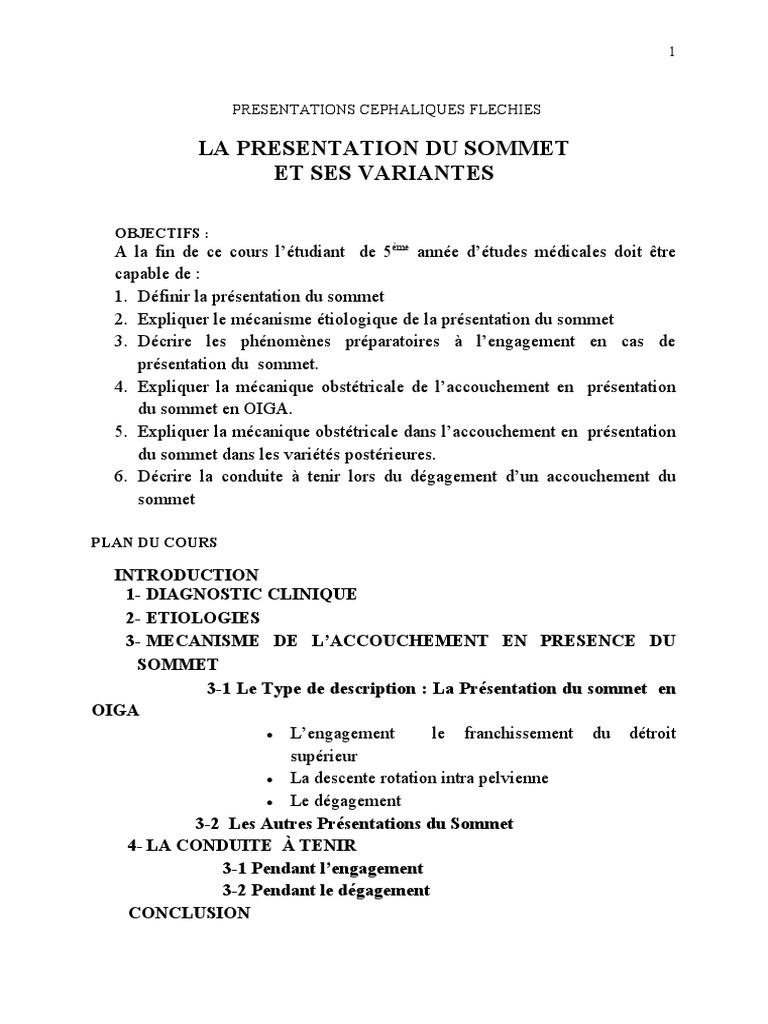 La Presentation Du Sommet | PDF | Utérus | Accouchement