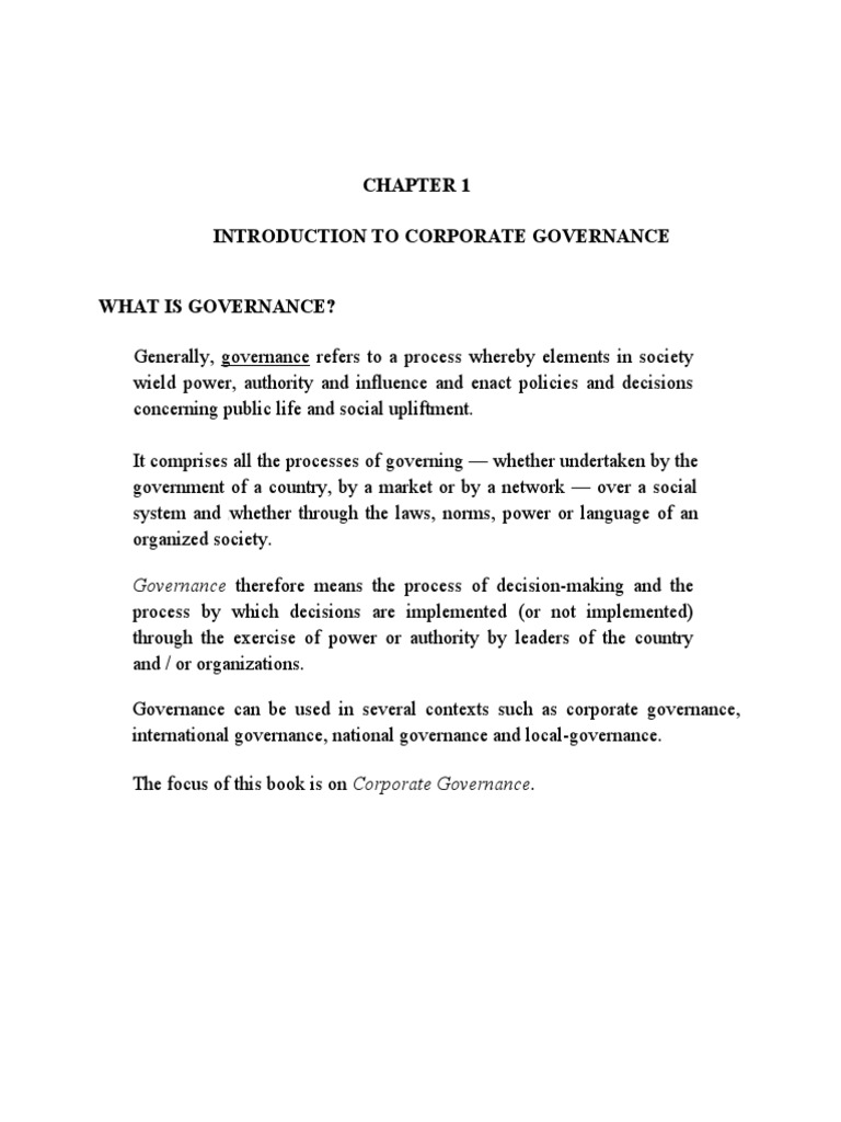 Chapter 1 | PDF | Governance | Good Governance