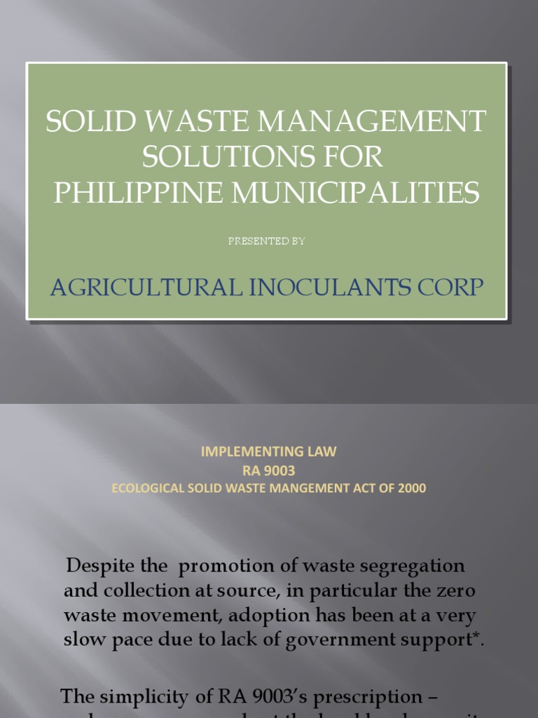 Solid Waste Management Solutions For Philippine Municipalities | PDF ...
