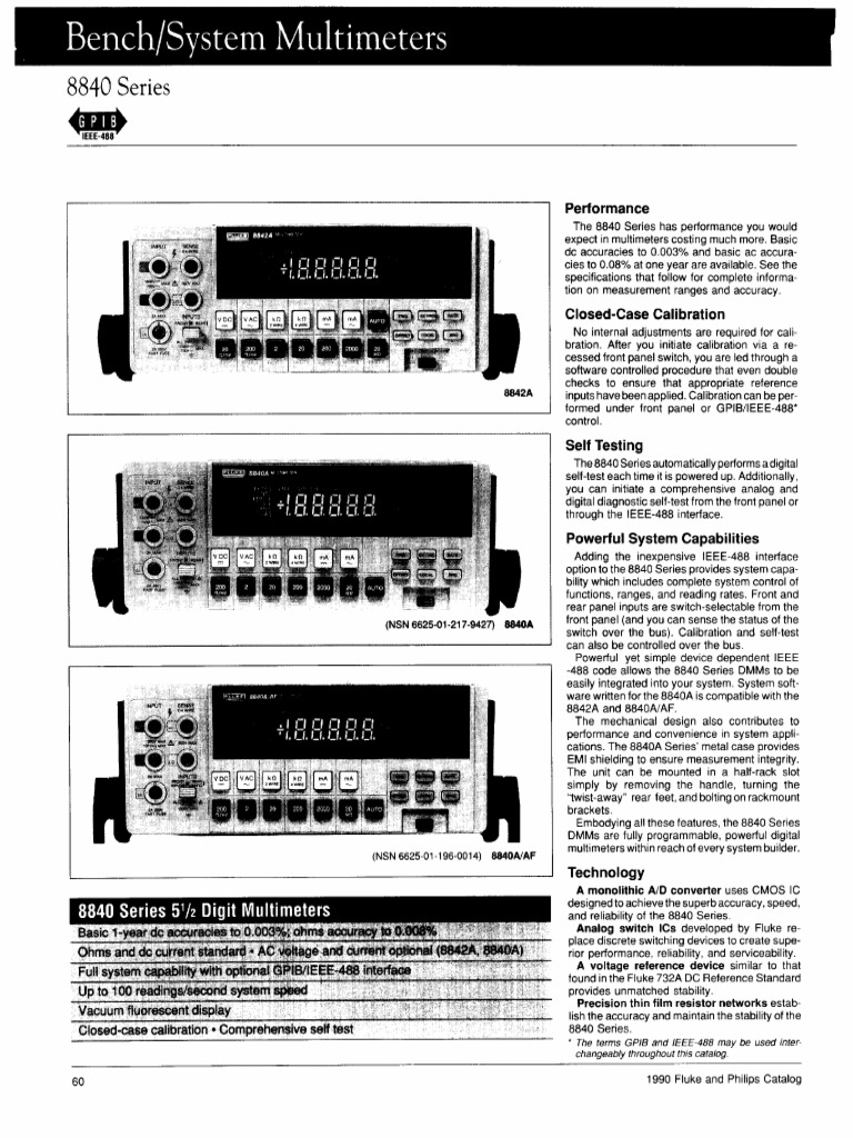 Fluke 8840 - Series Datasheet ID7646 | PDF