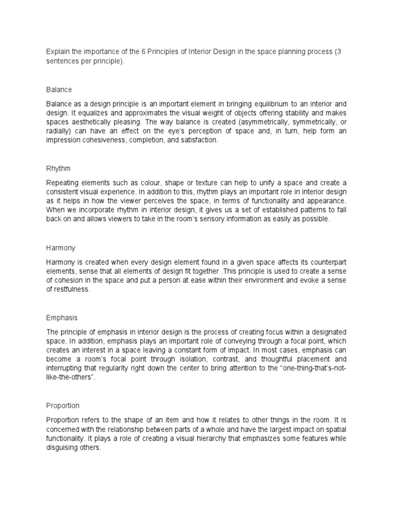 Explain The Importance of The 6 Principles of Interior Design in The ...