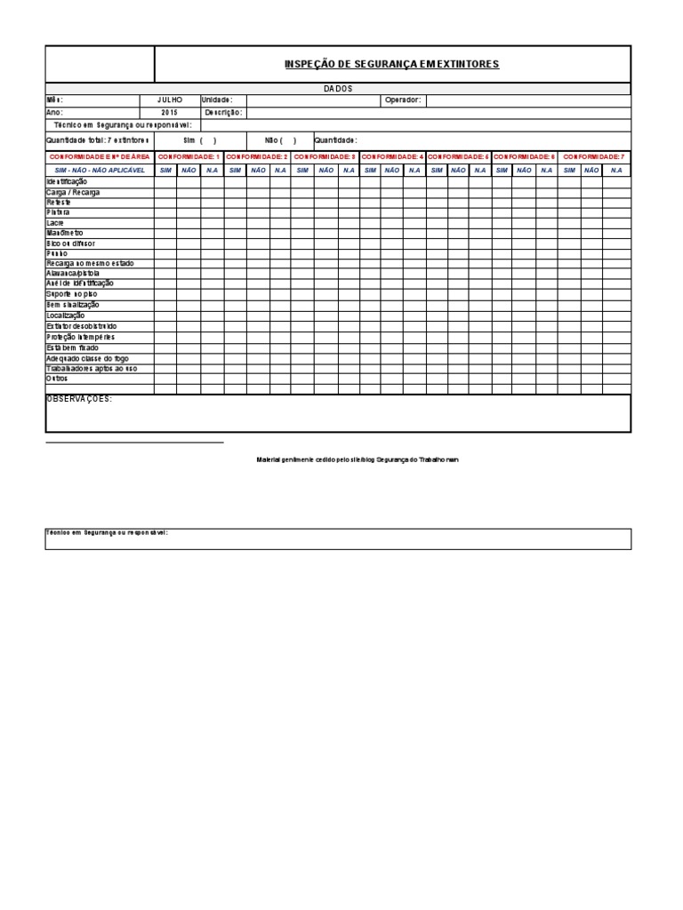 Check List - Inspeção de Extintores | PDF